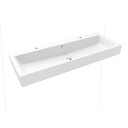 Kaldewei Puro Wand-Doppelwaschtisch 906806043001 120x46x12cm, mit &Uuml;berlauf, 2x1 Hahnloch, wei&szlig; Perl-Effekt