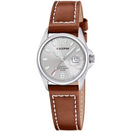 Calypso Watches Damen Quarzuhr "Basic", braun, Armbanduhren, Armbanduhr, Damenuhr, Lederarmband, analog, Tag
