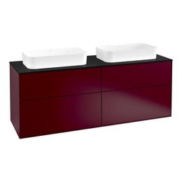 Villeroy & Boch Villeroy und Boch Finion Waschtischunterschrank F72200HB 160x60,3x50,1cm, Glass Black Matt, Peony Matt