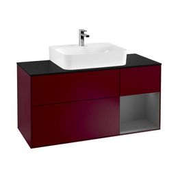Villeroy & Boch Villeroy und Boch Finion Waschtischunterschrank G172GKHB 120cm, Abdeckplatte black matt, Emotion, Regal rechts Anthracite matt, Peony Matt