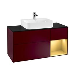 Villeroy & Boch Villeroy und Boch Finion Waschtischunterschrank F172HFHB 120cm, Abdeckplatte black matt, Regal rechts Gold matt, Peony Matt