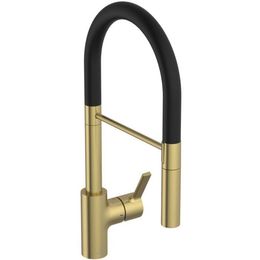 Ideal Standard Gusto K&uuml;chenarmatur BD417A2 brushed gold, mit 2-Funktionshandbrause aus Metall