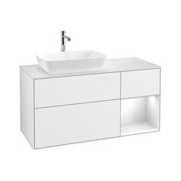 Villeroy & Boch Villeroy und Boch Finion Waschtischunterschrank F811GFGF 120cm, Abdeckplatte white matt, Regale Glossy white lacquer, Glossy white lacquer