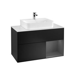 Villeroy & Boch Villeroy und Boch Finion Waschtischunterschrank G121GKPD 100cm, Abdeckplatte white matt, Emotion, Regal rechts Anthracite matt, Black matt lacquer