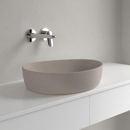 Villeroy & Boch Villeroy und Boch Antao Aufsatzwaschtisch 4A7351AM 51x40 cm, asymmetrisch, mit Ablaufventil, ohne &Uuml;berlauf, almond CeramicPlus