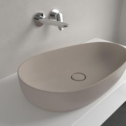 Villeroy & Boch Villeroy und Boch Antao Aufsatzwaschtisch 4A7465AM 65x40 cm, asymmetrisch, ohne &Uuml;berlauf, almond , CeramicPlus