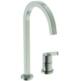 Ideal Standard Gusto K&uuml;chen-2-Loch-Armatur BD423GN silver storm, mit hohem eckigen Rohrauslauf