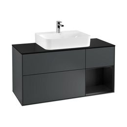Villeroy & Boch Villeroy und Boch Finion Waschtischunterschrank G172PDHG 120cm, Abdeckplatte black matt, Emotion, Regal rechts Black matt lacquer, Midnight Blue Matt Lacquer