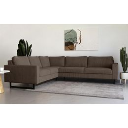 Ecksofa Home Affaire, B:290cm H:85cm T:250cm, braun, 92% Polyester, 8% Nylon, Wohnzimmer, Sofas, "Pinto, XXL, 250/290 cm, langer Schenkel, Ottomane",