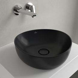 Villeroy & Boch Villeroy und Boch Antao Aufsatzwaschtisch 4A7240R7 40x39,5cm, asymmetrisch, ohne &Uuml;berlauf, pure black C-plus