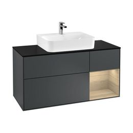 Villeroy & Boch Villeroy und Boch Finion Waschtischunterschrank G172PCHG 120cm, Abdeckplatte black matt, Emotion, Regal rechts Oak Veneer, Midnight Blue Matt Lacquer