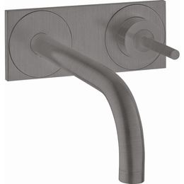 Hansgrohe Axor Uno Fertigmontageset 38115340 Unterputz-Waschtischarmatur, Pin-Griff, Platte, Ausladung 225 mm, brushed black chrome