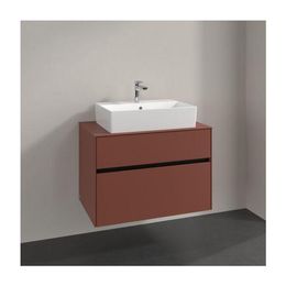 Villeroy & Boch Villeroy und Boch Collaro Waschtischunterschrank C124B0AH 80x54,8x50cm, Waschtisch mittig, LED-Beleuchtung 5,7 W, wine red