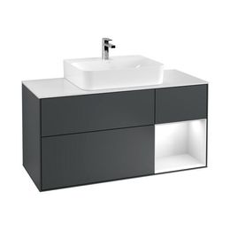 Villeroy & Boch Villeroy und Boch Finion Waschtischunterschrank G171GFHG 120cm, Abdeckplatte white matt, Emotion, Regal rechts Glossy white lacquer, Midnight Blue Matt Lacquer