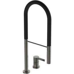 Ideal Standard Gusto K&uuml;chen-2-Loch-Armatur BD425A5 magnetic grey, mit 2-Funktionshandbrause aus Metall