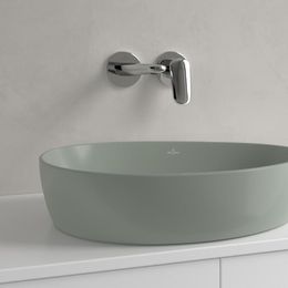 Villeroy & Boch Villeroy und Boch Antao Aufsatzwaschtisch 4A7351R8 51x40 cm, asymmetrisch, mit Ablaufventil, ohne &Uuml;berlauf, morning green CeramicPlus