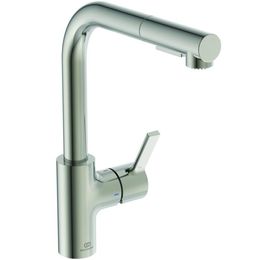 Ideal Standard Gusto K&uuml;chenarmatur BD420GN silver storm, mit Rohrauslauf und herausziehbarer 2-Funktionshandbrause