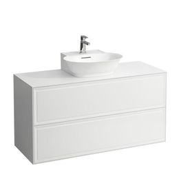 Laufen The new classic Schubladenelement/Sideboard H4060240851701 117,5x60x45,5cm, 2 Schubladen, Handwaschbecken Ausschnitt mittig, Wei&szlig; matt