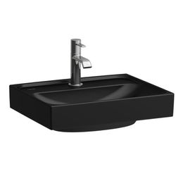 Laufen Meda Handwaschbecken H8151117161041 45x35cm, unterbauf&auml;hig, mit &Uuml;berlauf, 1 Hahnloch pro Becken, schwarz matt