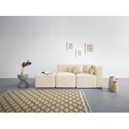 3-Sitzer Home Affaire, B:233cm H:76,5cm T:93cm, beige, 100% Polyester, Sofas, "Sundstrup", Modulserie, individuelle Zusammenstellung