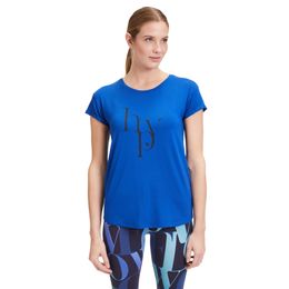 Betty Barclay Damen Kurzarmshirt "Damen Rundhals-Shirt mit Raffung", blau, Gr. S, Jersey, Obermaterial: 96% Viskose, 4% Elasthan., Shirts, Druck