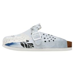 DOGO Damen Hausschuh "Comfie Pantoletten Hausschuhe Birds Chirping Damen Sandalen", Gr. 40, blau, Lederimitat, Schuhe, Handgefertigt