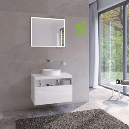 KEUCO Stageline Waschtisch-Unterschrank 32863300000 80 x 55 x 49 cm, Dekor wei&szlig;, Glas wei&szlig; klar, ohne Elektrik