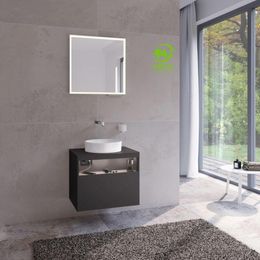 KEUCO Stageline Waschtisch-Unterschrank 32853970100 65 x 55 x 49 cm, Dekor Vulkanit, Glas Vulkanit satiniert, mit Elektrik