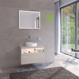 KEUCO Stageline Waschtisch-Unterschrank 32863180100 80 x 55 x 49 cm, Dekor Cashmere, Glas Cashmere klar, mit Elektrik
