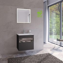 KEUCO Stageline Waschtisch-Unterschrank 32852970100 65 x 62,5 x 49 cm, Dekor Vulkanit, Glas Vulkanit satiniert, mit Elektrik