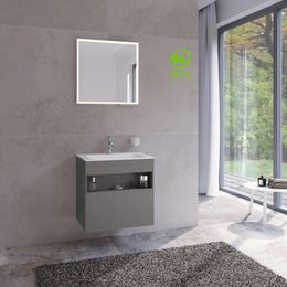 KEUCO Stageline Waschtisch-Unterschrank 32852290000 65 x 62,5 x 49 cm, Lack Inox Seidenmatt, Glas Inox satiniert, ohne Elektrik