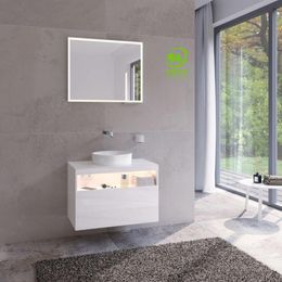 KEUCO Stageline Waschtisch-Unterschrank 32863300100 80 x 55 x 49 cm, Dekor wei&szlig;, Glas wei&szlig; klar, mit Elektrik