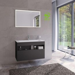 KEUCO Stageline Waschtisch-Unterschrank 32872970000 100 x 62,5 x 49 cm, Dekor Vulkanit, Glas Vulkanit satiniert, ohne Elektrik