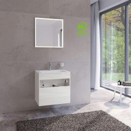 KEUCO Stageline Waschtisch-Unterschrank 32852300000 65 x 62,5 x 49 cm, Dekor wei&szlig;, Glas wei&szlig; klar, ohne Elektrik