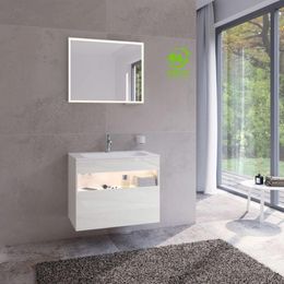 KEUCO Stageline Waschtisch-Unterschrank 32862300100 80 x 62,5 x 49 cm, Dekor wei&szlig;, Glas wei&szlig; klar, mit Elektrik