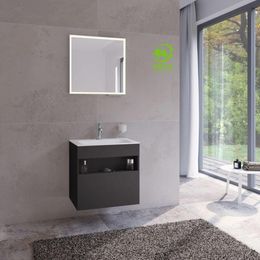 KEUCO Stageline Waschtisch-Unterschrank 32852970000 65 x 62,5 x 49 cm, Dekor Vulkanit, Glas Vulkanit satiniert, ohne Elektrik
