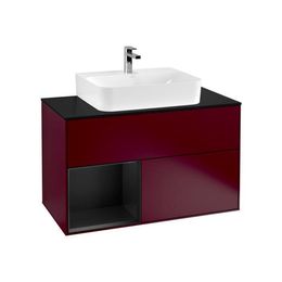 Villeroy & Boch Villeroy und Boch Finion Waschtischunterschrank G112PDHB 100cm, Abdeckplatte black matt, Emotion, Regal links Black matt lacquer, Peony Matt