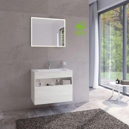 KEUCO Stageline Waschtisch-Unterschrank 32862300000 80 x 62,5 x 49 cm, Dekor wei&szlig;, Glas wei&szlig; klar, ohne Elektrik