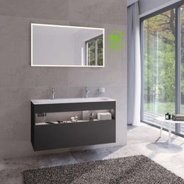 KEUCO Stageline Waschtisch-Unterschrank 32882970100 120 x 62,5 x 49 cm, Dekor Vulkanit, Glas Vulkanit satiniert, mit Elektrik