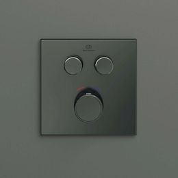 Ideal Standard CeraTherm Navigo Fertigmontageset A7302A5 eckig, 2 Entnahmen, f&uuml;r Unterputz-Brausethermostat, magnetic grey