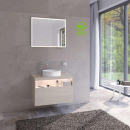 KEUCO Stageline Waschtisch-Unterschrank 32864180100 80 x 55 x 49 cm, Dekor Cashmere, Glas Cashmere klar, mit Elektrik, mit Hahnlochbohrung