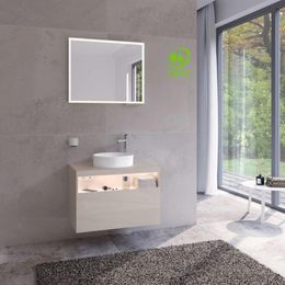 KEUCO Stageline Waschtisch-Unterschrank 32865180100 80 x 55 x 49 cm, Dekor Cashmere, Glas Cashmere klar, mit Elektrik, Hahnlochbohrung rechts