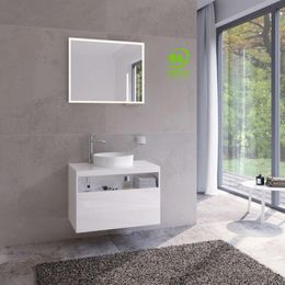 KEUCO Stageline Waschtisch-Unterschrank 32864300000 80 x 55 x 49 cm, Dekor wei&szlig;, Glas wei&szlig; klar, ohne Elektrik, mit Hahnlochbohrung