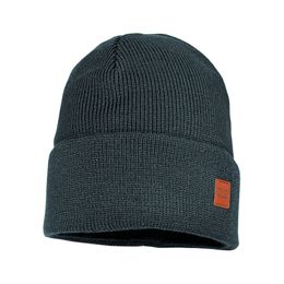MaxiMo Jungen Beanie, grau, Gr. 57, unifarben, Strick, Baumwolle, Mützen, Strick, breiter Umschlag, gefüttert, wärmend, weich, unifarben