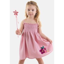DENOKIDS Mädchen Shirtkleid "Flowers Muslin", pink, Gr. 92, unifarben, 100% Baumwolle, Kleider, mit Blumenstickerei