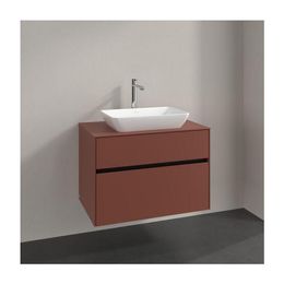Villeroy & Boch Villeroy und Boch Collaro Waschtischunterschrank C108B0AH 80x54,8x50cm, Waschtisch mittig, LED-Beleuchtung 5,7 W, wine red