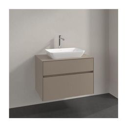 Villeroy & Boch Villeroy und Boch Collaro Waschtischunterschrank C108B0VM 80x54,8x50cm, Waschtisch mittig, LED-Beleuchtung 5,7 W, taupe