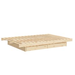 Bettgestell Karup Design, B:142cm H:25cm L:200cm, beige, Betten, "Kanso Bed, Stauraumbett, Bett mit oder ohne Schubladen", Bett mit/ohne Schubladen,