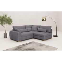 Ecksofa MR. COUCH, B:227cm H:68cm T:190cm, grau, Stripes (92% Polyester / 8% Nylon), Wohnzimmer, Sofas, "Hilla L-Form, bis 140 kg belastbar", mit