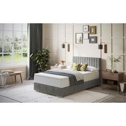 Boxbett Inosign, B:126cm L:208cm, grau, Baumwolle, Polyester, Komplettbetten, "Thor mit Bettkasten, inkl. Matratze, Topseller", Topper und